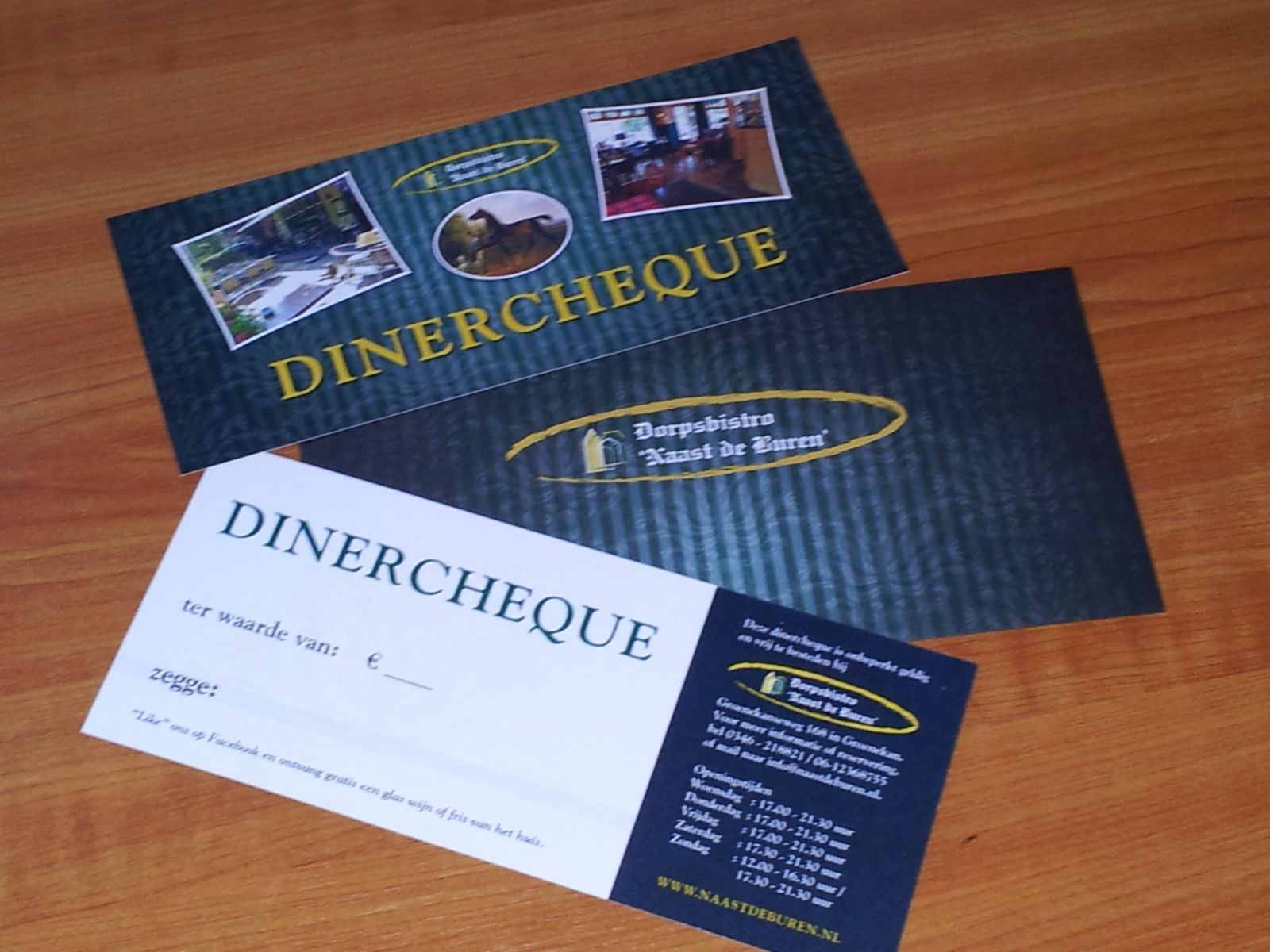 Dinercheque - Dorpsbistro 'Naast de Buren'